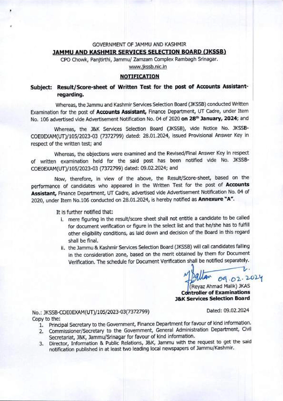 JKSSB Result FAA 2024 PDF 1PDF JKSSB Result FAA 2024 PDF 1PDF